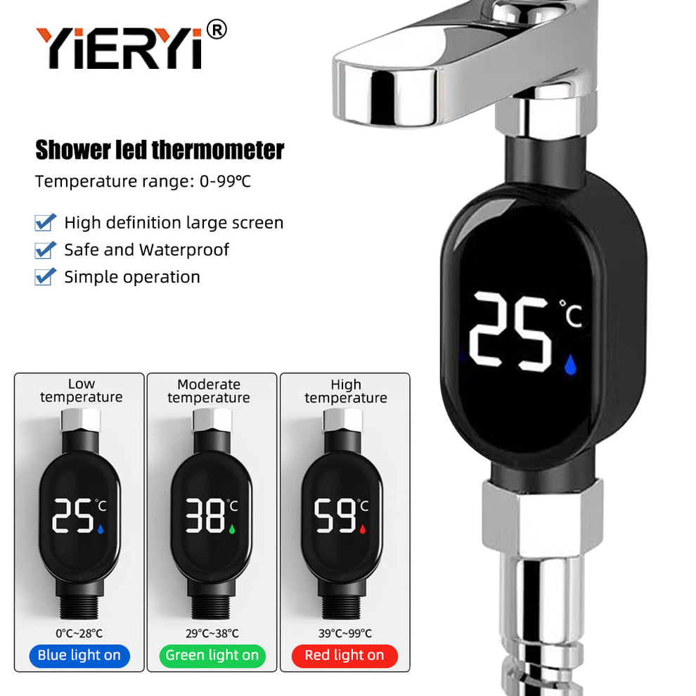 Shower LED Thermometer – Real Time Water Temperature Display – Yieryi